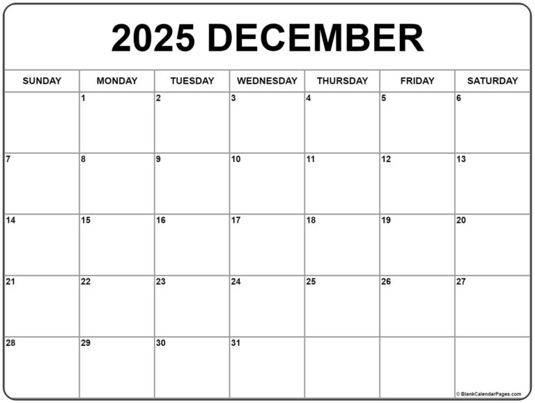 Printable December 2025 Calendar Pdf - Free Printable Calendar