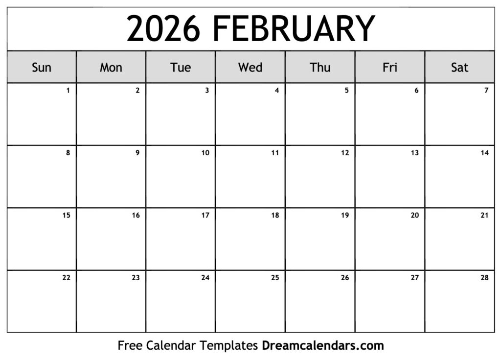February 4th 2026 Calendar - Free Printable Calendar