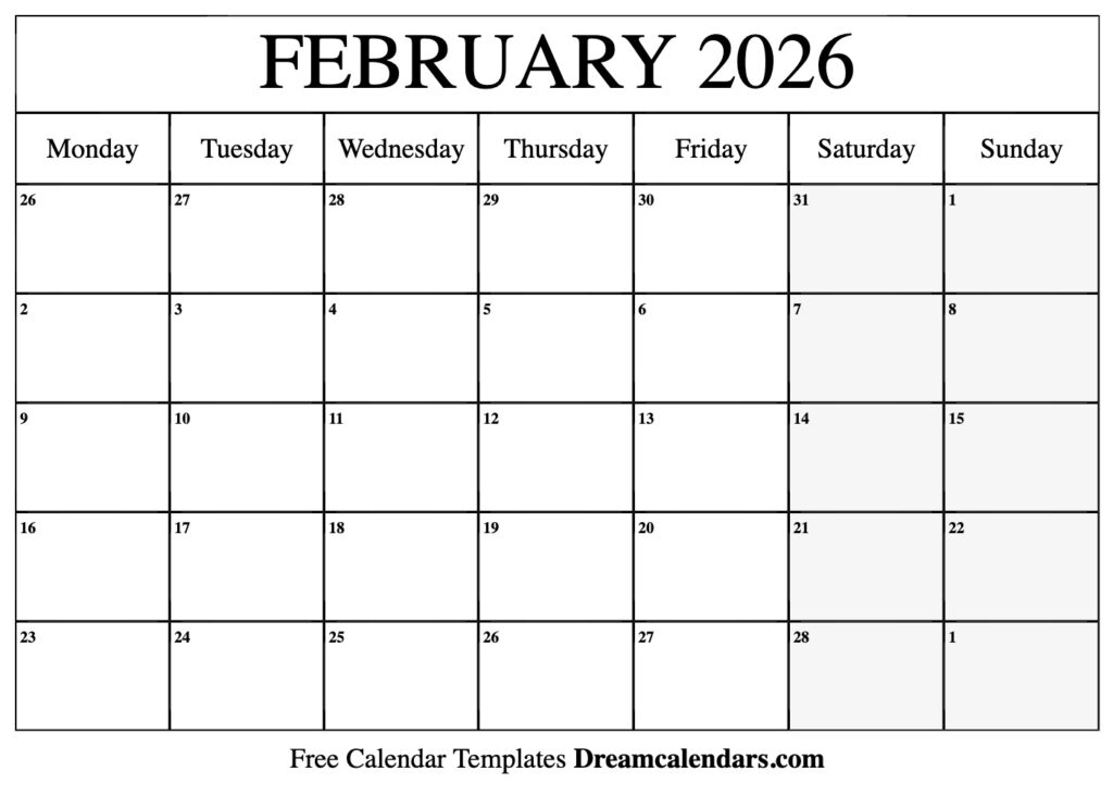 February 14th 2026 Calendar - Free Printable Calendar