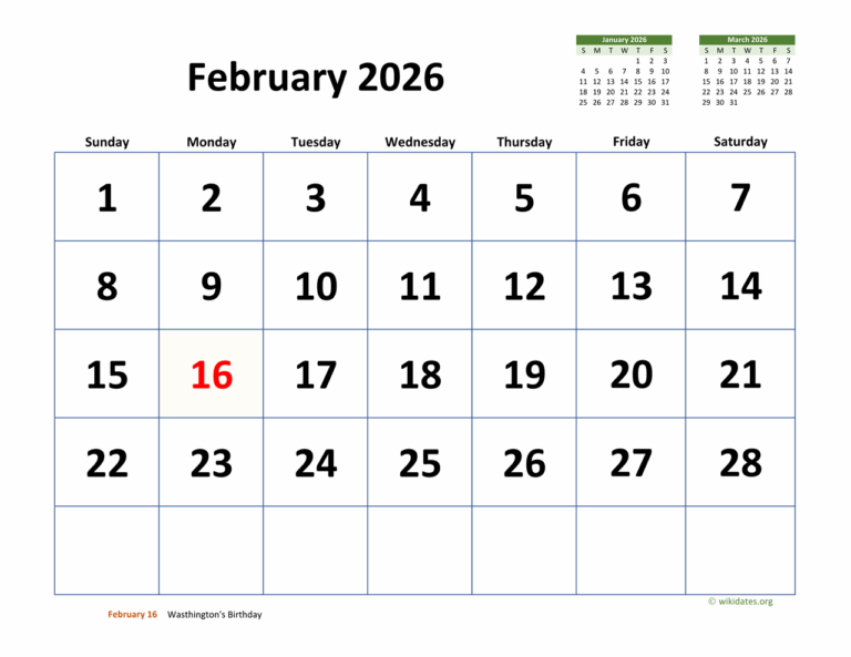 February 3rd 2026 Calendar - Free Printable Calendar