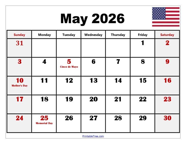 September 2026 To May 2026 Calendar Printable - Free Printable Calendar